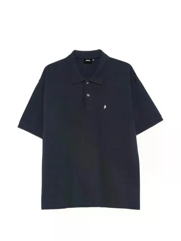 StÜssy Logo-embroidered Piqué-textured Polo Shirt - Blue