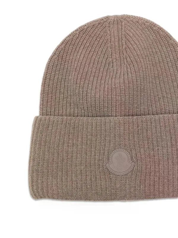 Moncler Logo Patch Ribbed-knit Beanie Hat