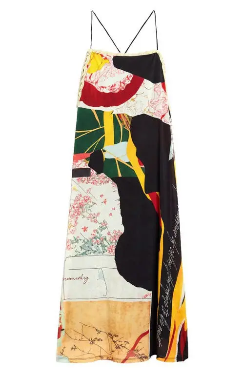 Desigual Patchwork Print Knit Maxi Dress With Lace Trim