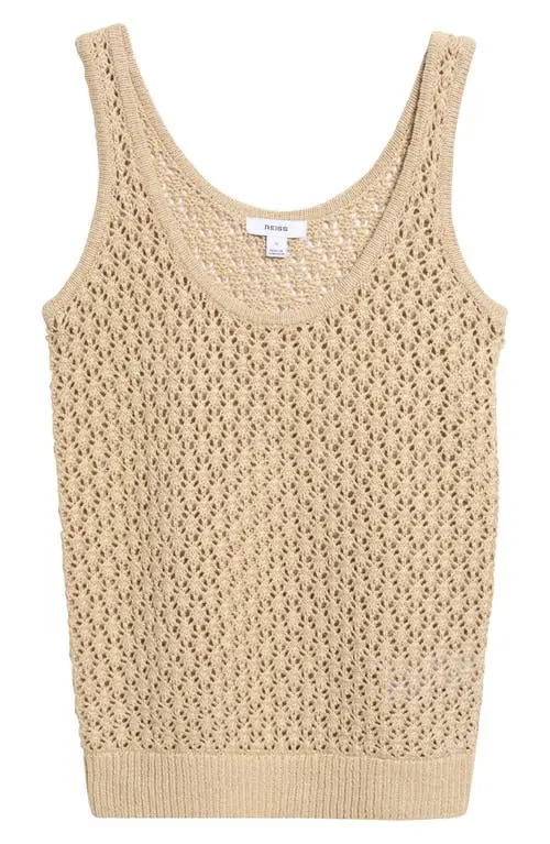 REISS Colette Pointelle Knit Linen Tank - Neutral