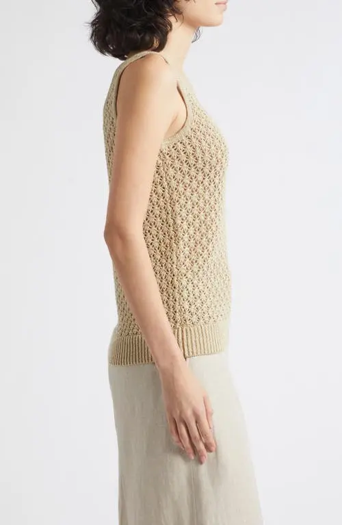 REISS Colette Pointelle Knit Linen Tank