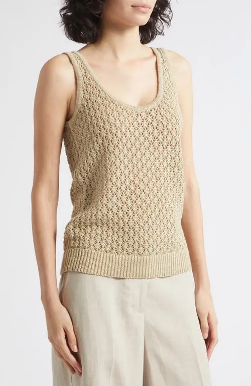 REISS Colette Pointelle Knit Linen Tank