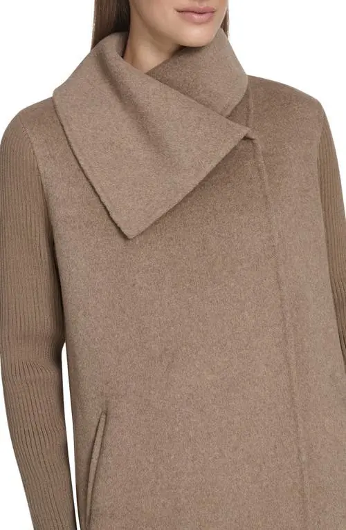 KENNETH COLE Rib Sleeve Mixed Media Coat