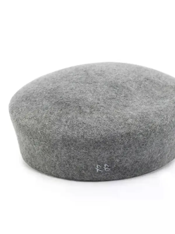 Ruslan Baginskiy Felt Beret With Embroidered Logo - Grey