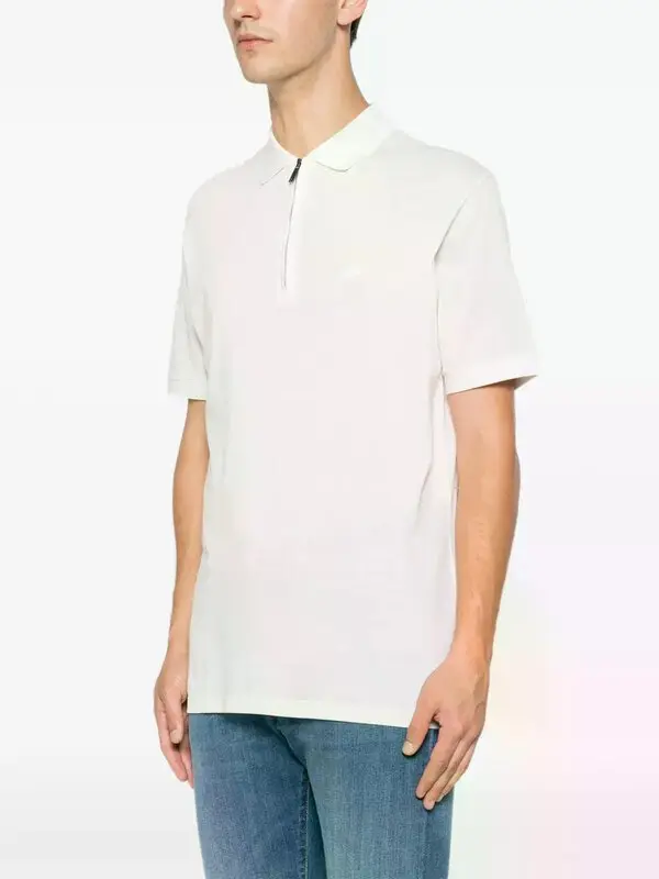 Emporio Armani Quarter-zip Logo-patch Polo Shirt