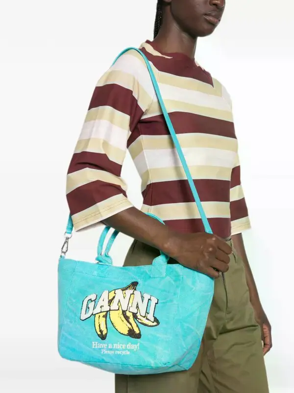 GANNI Banana Print Tote Bag - Blue