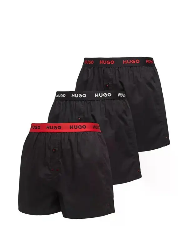 Hugo Logo-waistband Woven Boxers Set - Black