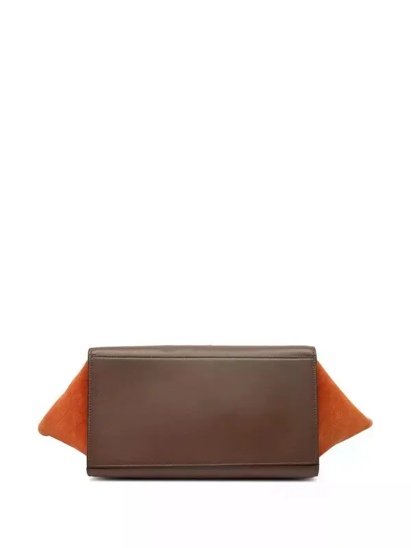 Celine Tricolor Leather Trapeze Satchel - Brown
