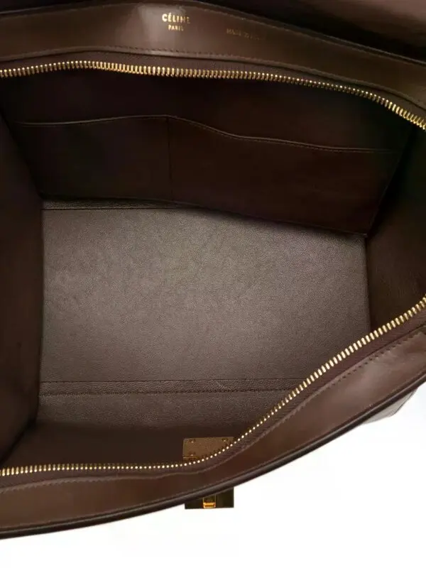 Celine Tricolor Leather Trapeze Satchel - Brown