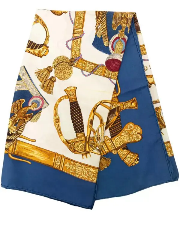 Hermès 1990-2000 Grand Uniforme Silk Scarf 90 Scarves - Blue