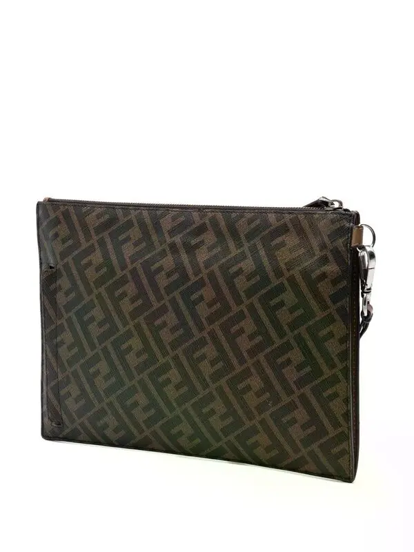 Fendi Ff 1974 Coated Canvas And Leather Clutch Bag