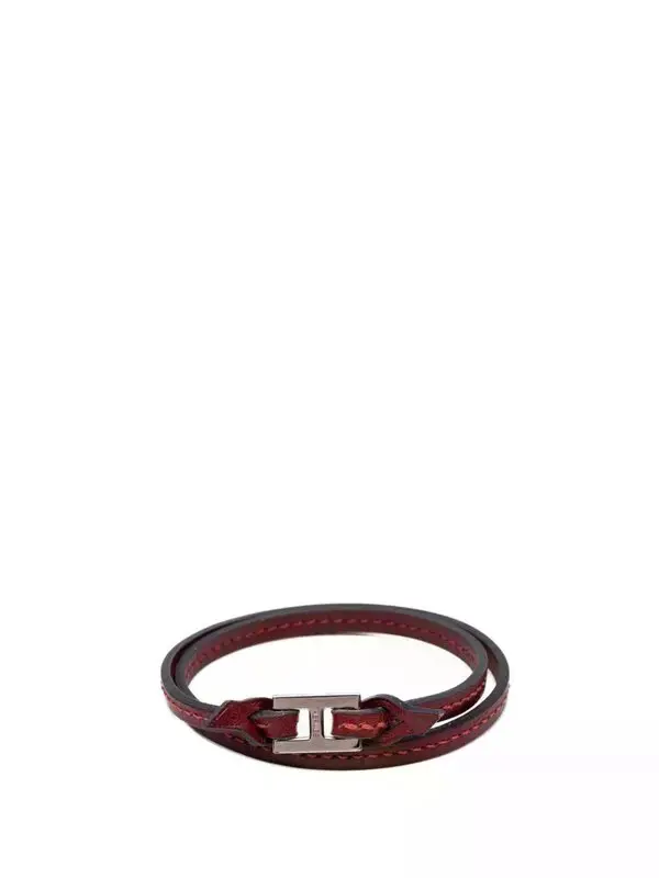Hermès Leather Tillet Double Tour Bracelet - Red