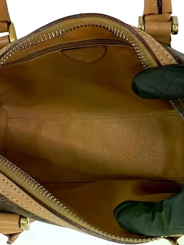 Celine Macadam Coated Canvas Satchel - Brown