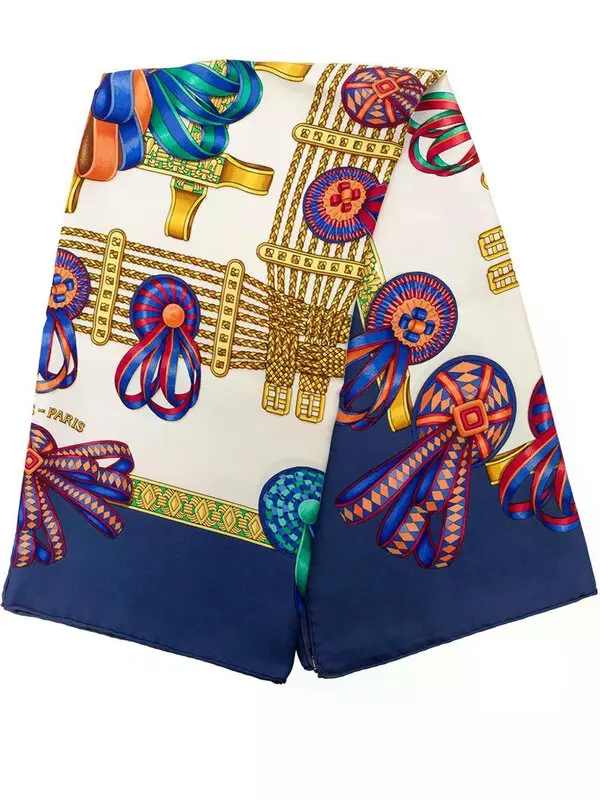 Hermès 1980-2000 Les Rubans Du Cheval Silk Scarf 90 Scarves - Blue