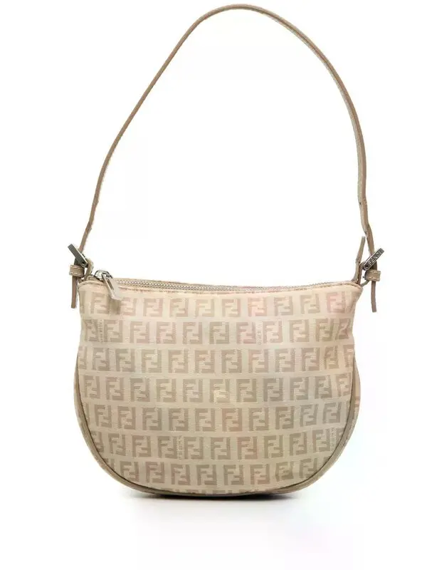 Fendi Zucchino Canvas Hobo Shoulder Bag - Neutrals