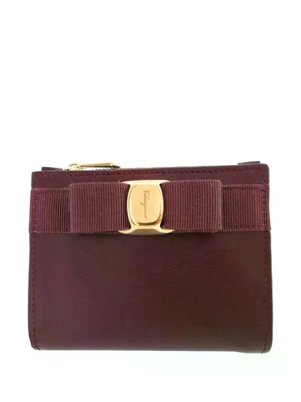 FERRAGAMO 2010-2026 Leather Vara Bow Bifold Wallet Small Wallets - Red