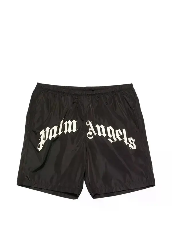 Palm Angels Logo Print Swim Shorts - Black