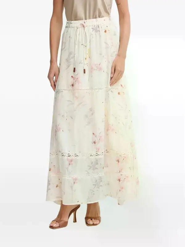 FRACOMINA Floral Print Crochet Maxi Skirt