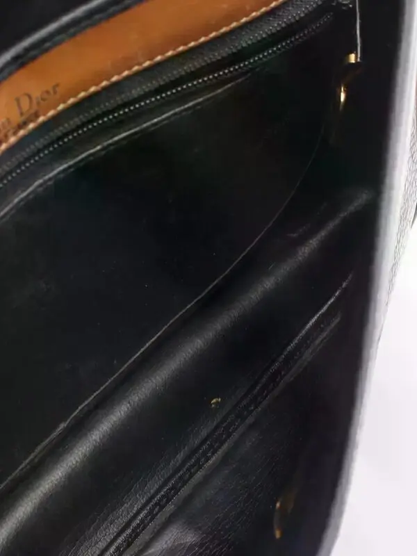 Dior 2000s Logo Plaque Shoulder Bag - Black