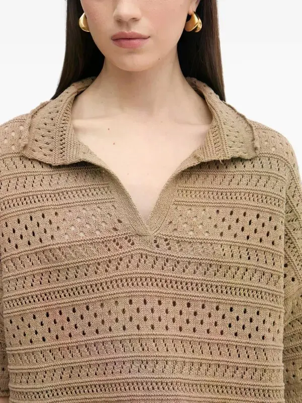 HAVEONE Crochet Knit Short Sleeve Set