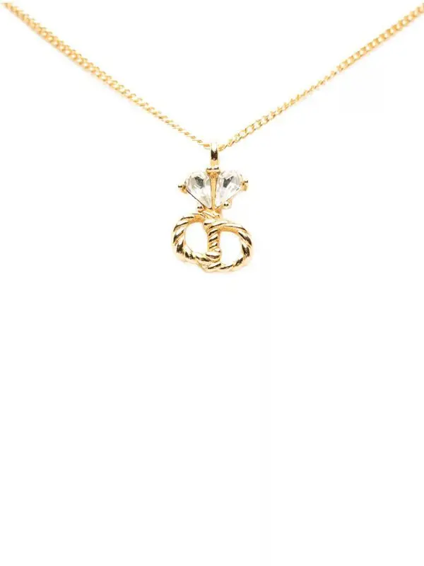Dior Plated Crystal Cd Logo Pendant Necklace - Gold