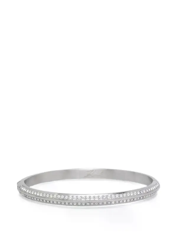 Karl Lagerfeld Crystal-embellished Hinged Bangle - Silver