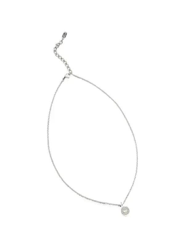 Karl Lagerfeld Logo-engraved Crystal Pendant Necklace - Silver