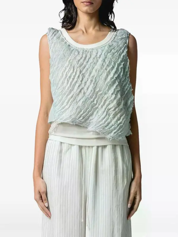 MULLER OF YOSHIOKUBO Ruffled Lace-trim Sleeveless Blouse