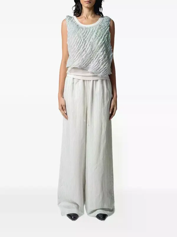 MULLER OF YOSHIOKUBO Ruffled Lace-trim Sleeveless Blouse