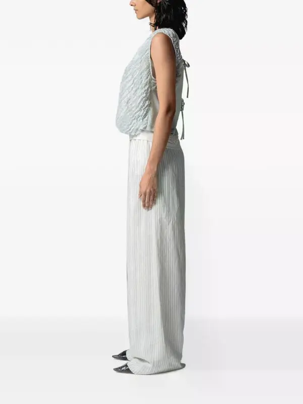 MULLER OF YOSHIOKUBO Ruffled Lace-trim Sleeveless Blouse