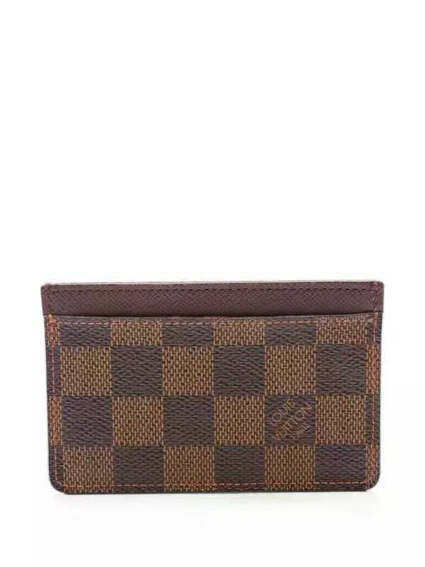 LOUIS VUITTON 2008 Damier Ebene Card Holder - Brown