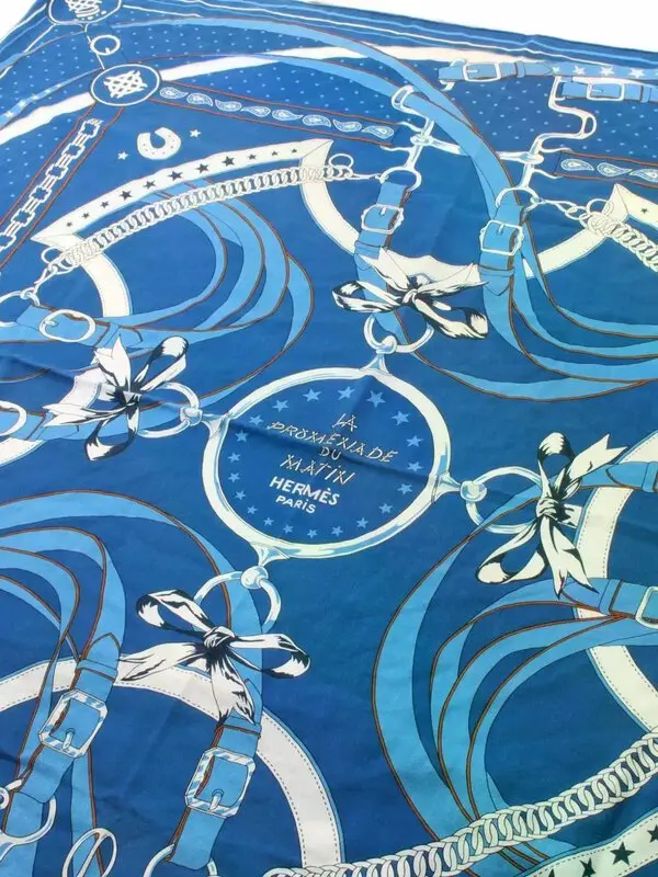Hermès 2010s La Promenade Du Matin Scarf - Blue