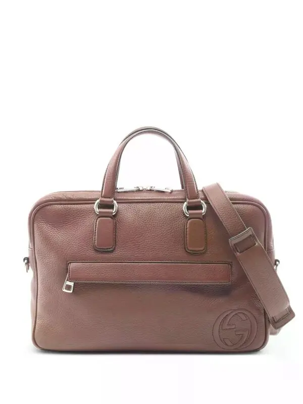 Gucci Interlocking Gg Two-way Briefcase - Brown