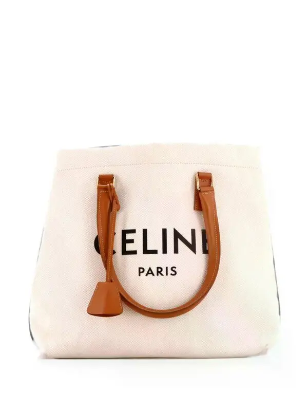 Celine Horizontal Cabas Canvas And Leather Tote Bag - Neutrals