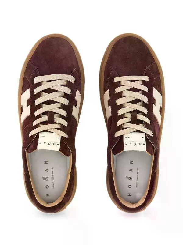 Hogan Burgundy Suede Sneakers With Contrast H-logo - Brown