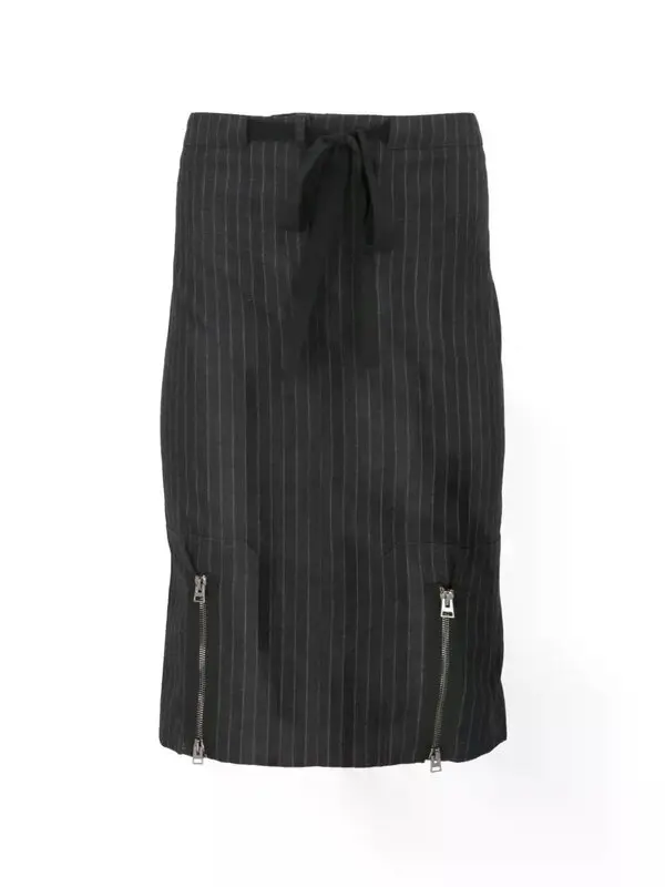TOM FORD Pinstripe Zip Detail Midi Skirt