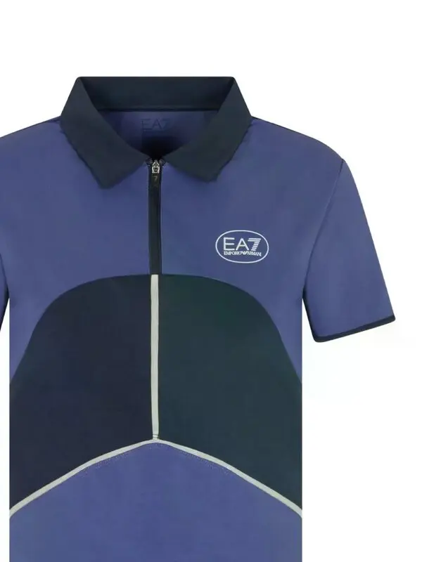EA7 Logo Print Zip Polo
