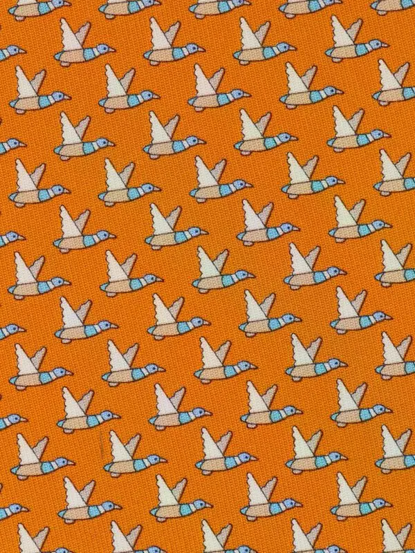 FERRAGAMO Mallard Print Silk Neck Tie - Orange