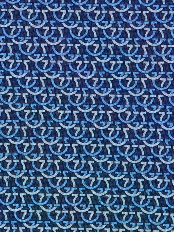 FERRAGAMO Gancini Links Print Silk Neck Tie - Blue