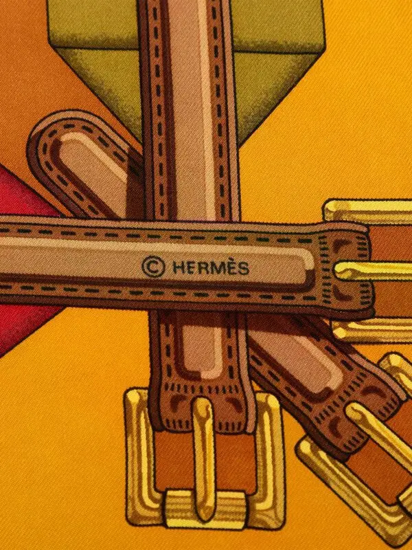 Hermès 1980-1990 Les Sangles Silk Scarf 90 Scarves