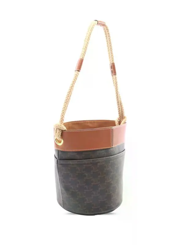 Celine Triomphe Coated Canvas Bucket Bag - Black
