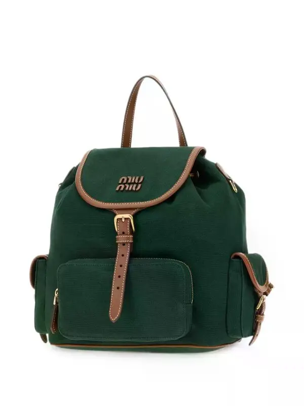 Miu Miu Logo Plaque Canvas Backpack