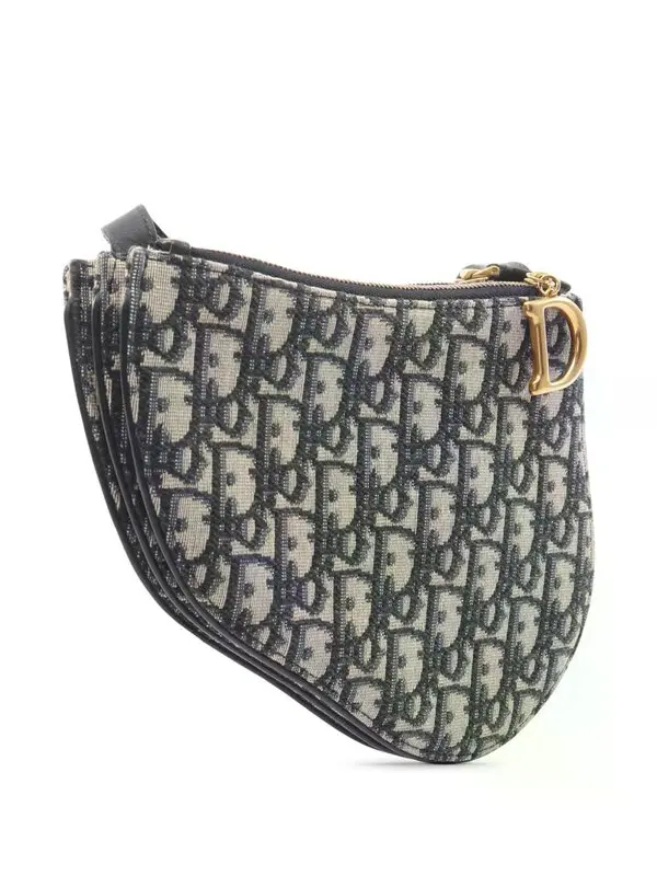 Dior Oblique Canvas Saddle Triple Zip Crossbody Bag - Grey