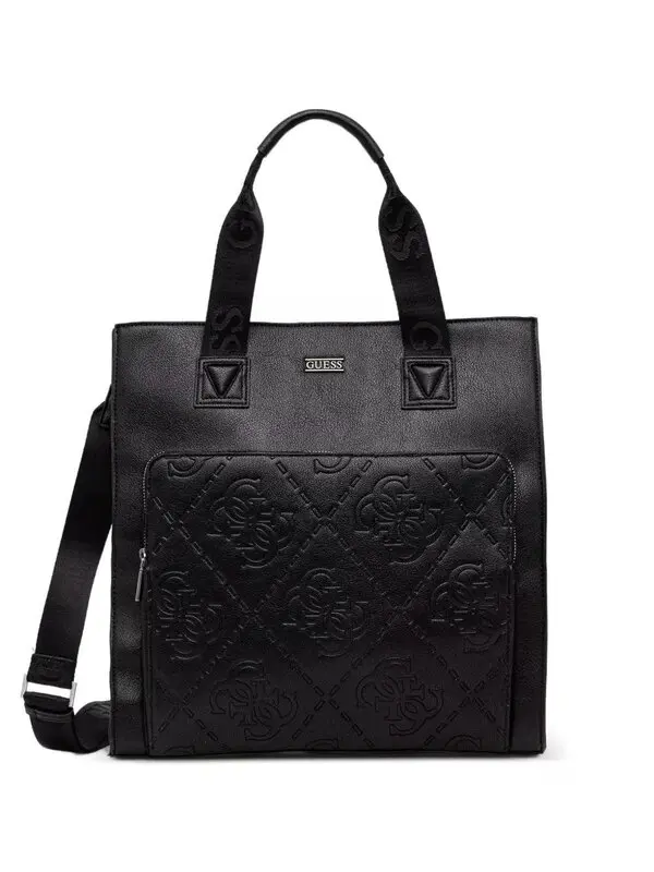 Guess Milano Logo-embossed Quilted Tote Bag - Black