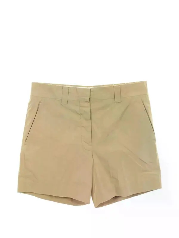 Miu Miu Logo Embroidered Beige Cotton Shorts