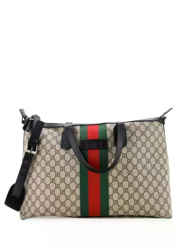 Gucci Gg Coated Canvas Web Duffle Bag