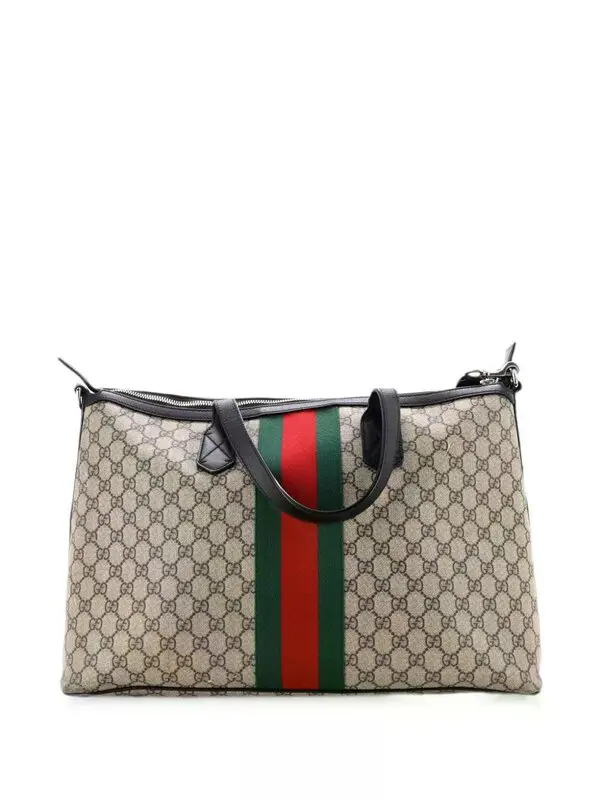 Gucci Gg Coated Canvas Web Duffle Bag