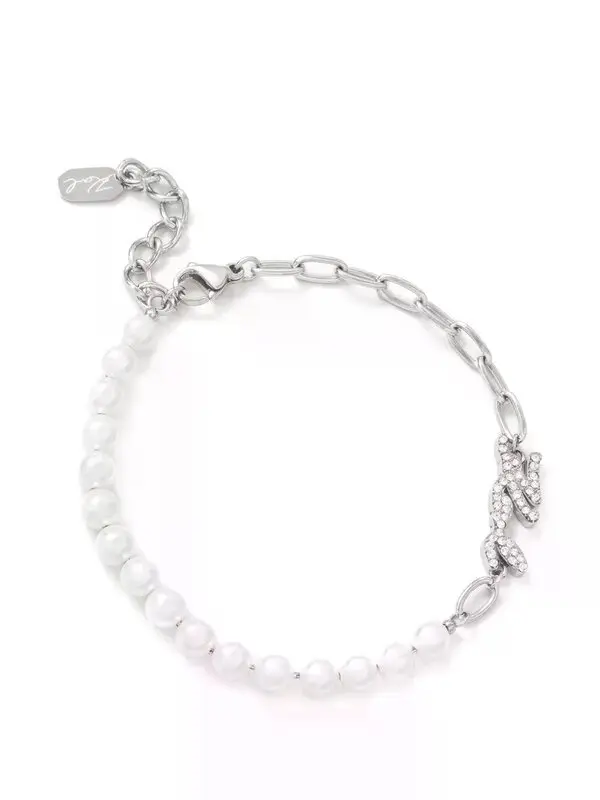 Karl Lagerfeld Faux-pearl Crystal-embellished Bracelet - Silver