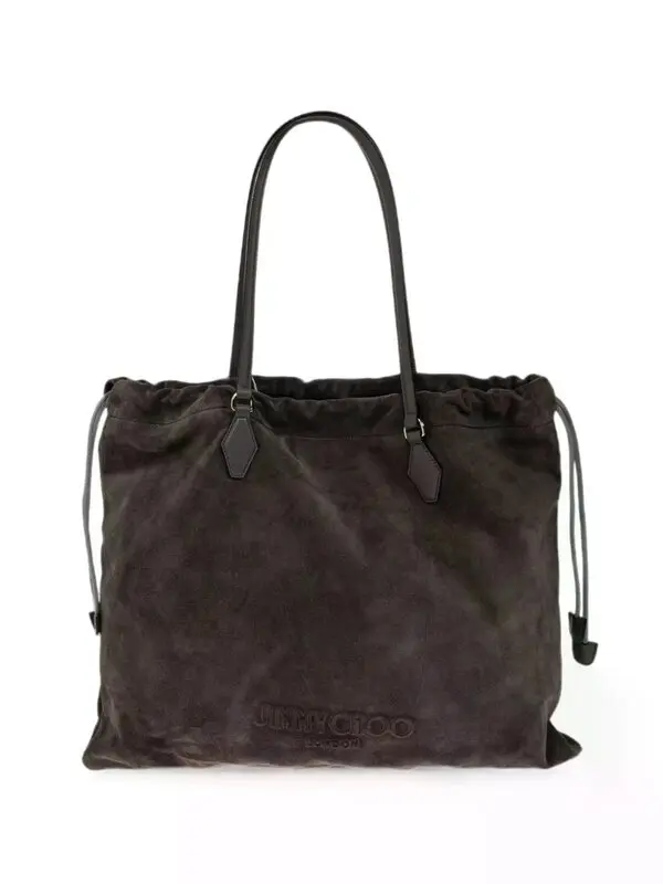 JIMMY CHOO Drawstring Suede Tote Bag - Grey