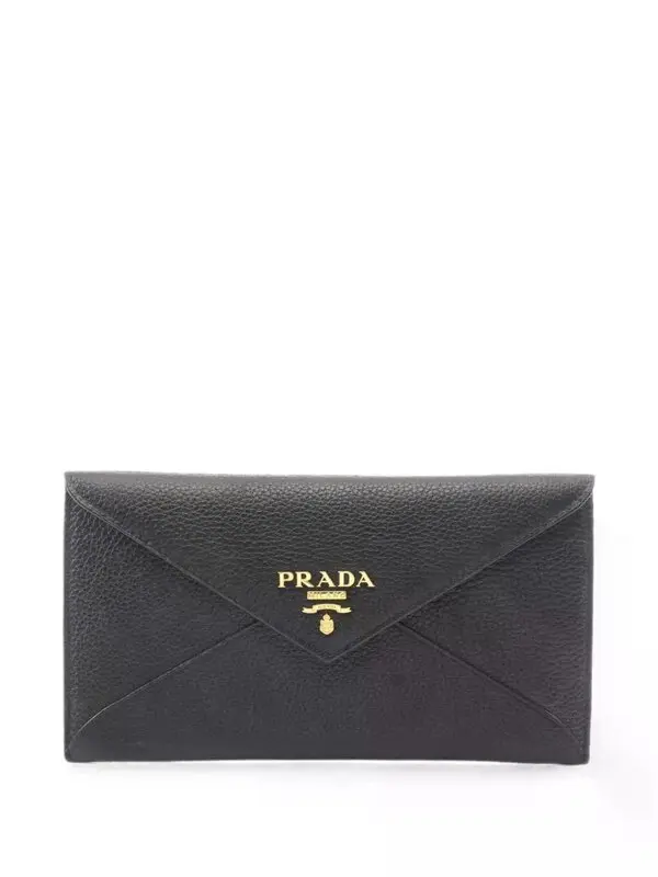 Prada 2010s Logo-detail Envelope Wallet - Black
